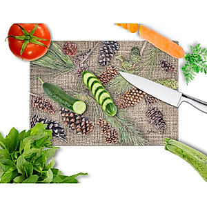 Caroline's Treasures 8735LCB Pine Cones Glass Cutting Board Large Decorative Tempered Glass Kitchen Cutting and Serving Board Large Size Chopping Board
