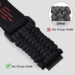 CAGOS for SAMSUNG Galaxy Watch 6 Band Classic 47mm 44mm 43mm 40mm/Galaxy Watch 5 Band Pro 45mm 44mm 40mm/Galaxy Watch 4 Band Classic 46mm 44mm 42mm 40mm, Rugged Paracord Sport Strap for Men, Black XL