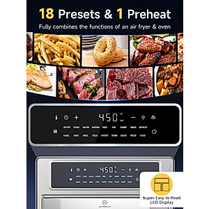 Kitchen Elite Air Fryer Toaster Oven Combo, 26.4 Qt Convection Oven Countertop, 18-in-1, Stainless Steel Large Airfryer, 4 Zone with Accessories, Digital Full Touch Screen, Easy to Clean