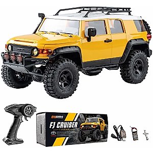 WOWRC FMS 1:18 TOYOTA FJ CRUISER Official RTR Remote Control Car RTR Vehicle Models with Intelligent Lighting 3-Ch 2.4GHz Transmitter for Adults Kids (FJ Cruiser)