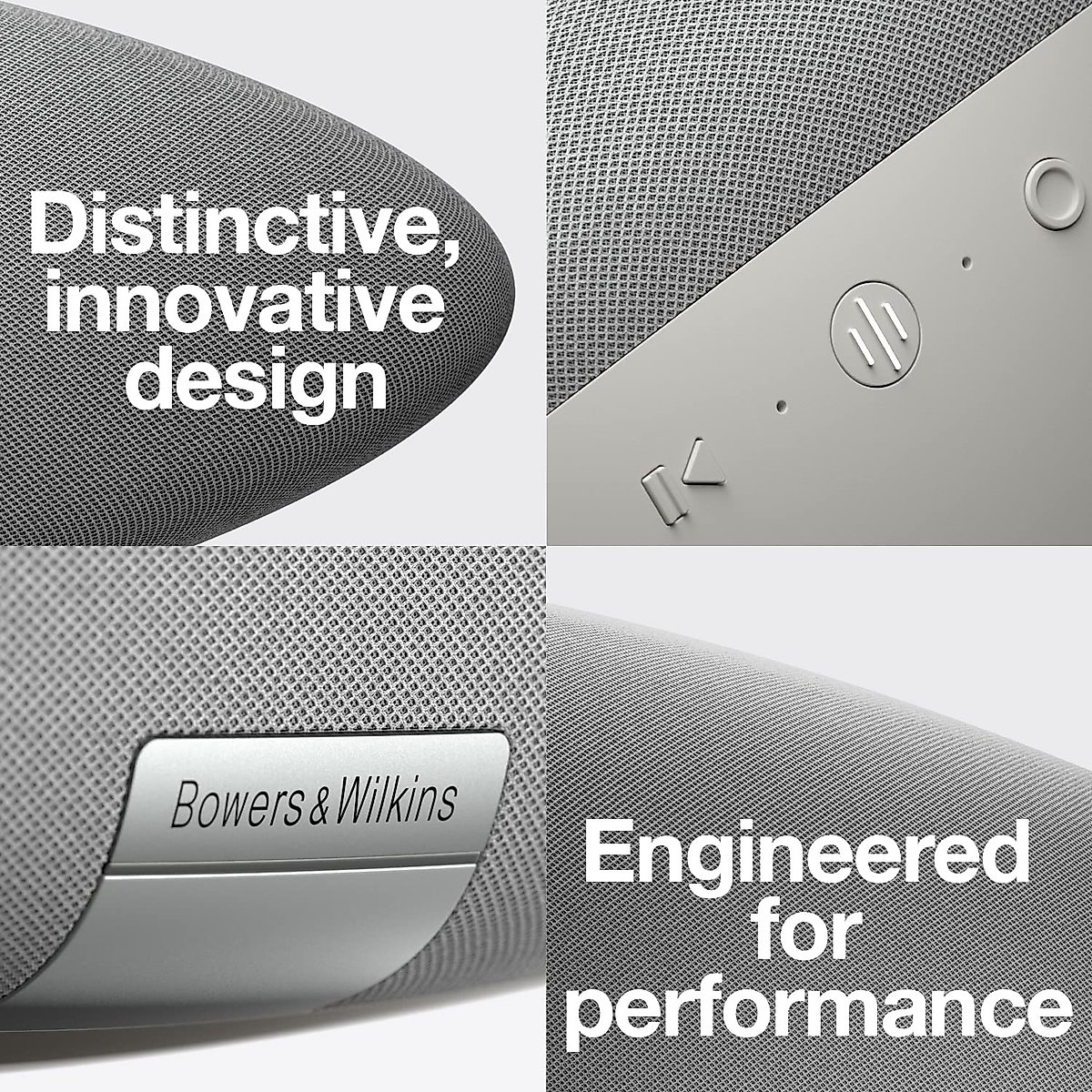 Bowers & Wilkins Zeppelin Wireless Speaker, Iconic Design, 5 Drivers including Subwoofer, Wireless Streaming via Bluetooth, Alexa Built-in, AirPlay & Spotify Connect, Multiroom Support, Pearl Grey