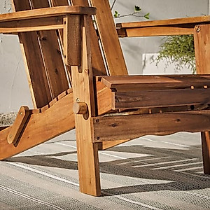 Walker Edison Outdoor Patio Wood Adirondack Foldable Chair All Weather Backyard Conversation Garden Poolside Balcony, Set of 1, Brown