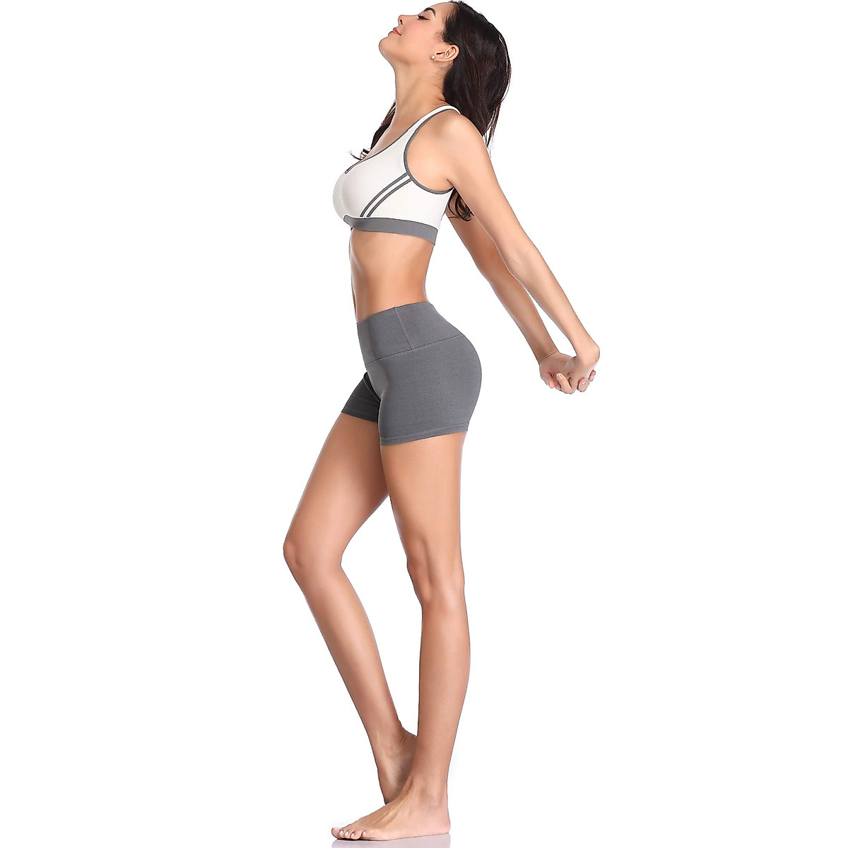 CADMUS Women's High Waist Athletic Sport Workout Shorts with Pocket,3 Pack,05,Black,Grey,Navy Blue,Small