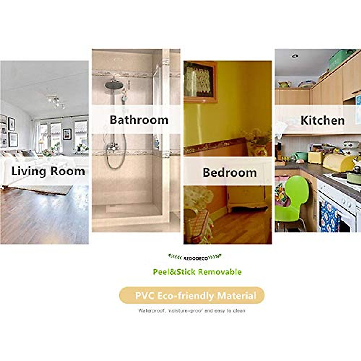 REDODECO 3D Flower Pattern Molding Peel Stick Wall Border for Home Decor Bathroom Kitchen,4 inch by 16.4 feet(Gold)