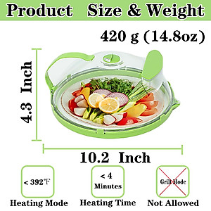 Microwave Splatter Cover for Food Guard: Clear Microwave Plate Cover Lid with Handle 10 Inch Microwave Food Splash Cover BPA Free, Dish Bowl Cover, Home Kitchen Gadgets and Accessories (Green-R)