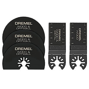 Dremel MM389 5-Piece Oscillating Tool Cutting Blade Assortment Kit- Perfect Cutter For Wood, Metal, Plastics, Drywall, and More,Black
