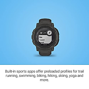 Garmin Instinct 2 Solar, GPS Outdoor Watch, Solar Charging Capabilities, Multi-GNSS Support, Tracbak Routing, Graphite