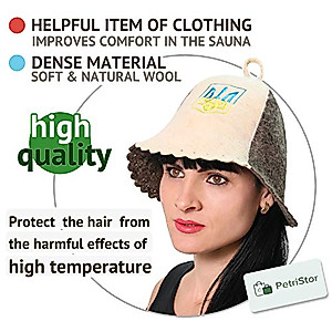 PetriStor Embroidery Ukrainian Hat Coat of Arms Tryzub - Hats Sauna Hat for Men - Ukraine Sauna Hat for Men - Banya hat - Natural Felt - Sauna Hat Finnish - Wool Sauna Hat for Men
