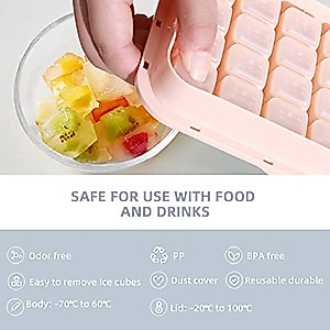 Silicone Ice Cube Tray with Lid and Bin for Freezer, Easy Release & Stackable, BPA Free, Small Ice Cube Tray Mold Making 64 Pieces for Cocktails, Whiskey, Chocolate Tea Coffee