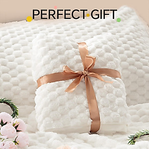 BEDELITE Fluffy Queen Comforter Set - Cream White Fleece Soft Comforter for Queen Size Bed, Luxury Warm Bedding Set for Winter, Fuzzy Bed Set 3 Pieces (1 Comforter, 2 Pillowcases)