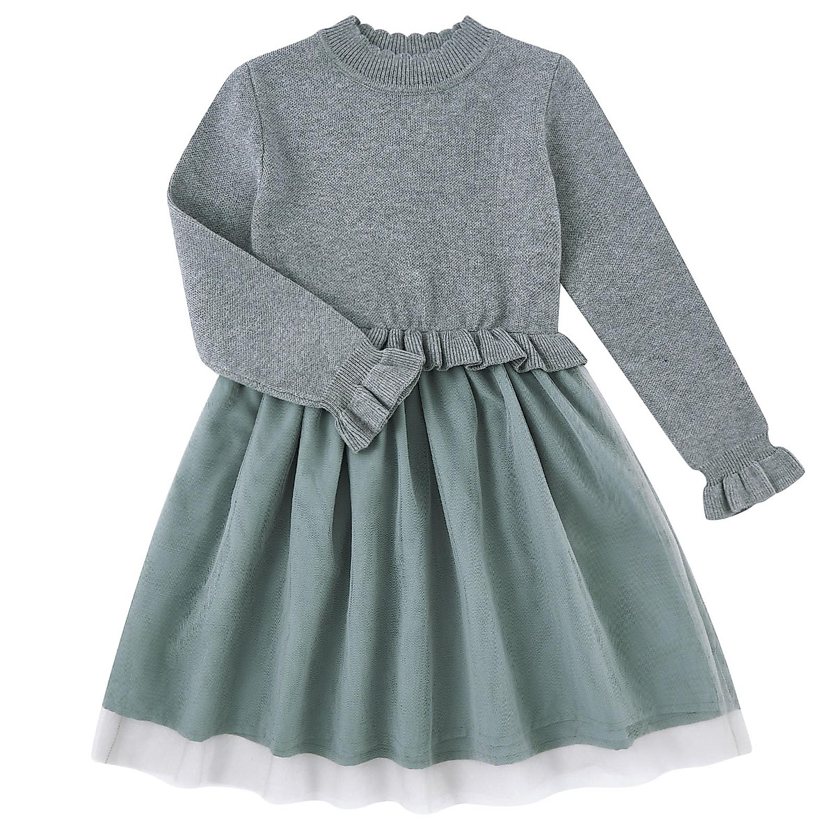 ALISISTER baby-girls Tutu Long Sleeve Fall Winter Sweater Dress, 06 Grey, 3-4T