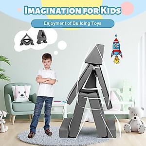 Xilingol Kids Play Couch, 8Pcs Convertible Sofa for Creativity & Imagination，Child Sectional Sofa, Foam Kids Modular Couch, 50”x28.5"x19", Grey