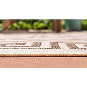 Unique Loom Outdoor Trellis Collection Area Rug - Stars (6' 1" x 9' Rectangle, Beige/ Brown)