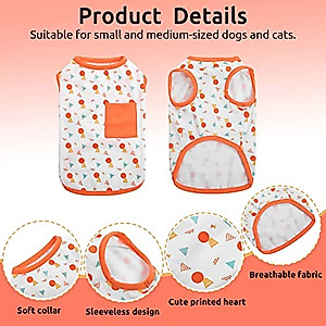 Preferhouse 2 Pieces Dog T-Shirt Dog Cat Geometry Print Vest with Pocket Puppy Kitten Tee Pet Apparel Summer Breathable T-Shirts Suitable for Small and Medium Pets (X-Large, White)