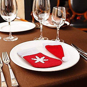 40 Pieces Christmas Santa Hats Silverware Holders Tableware Holders Santa Claus Flatware Holder Christmas Socks Decorations Dinner Table Decorations Party Supplies