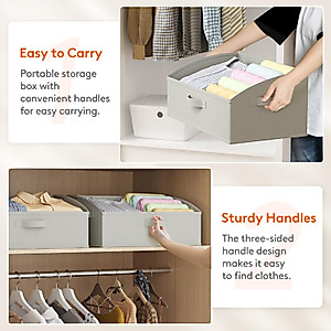 Lifewit Storage Baskets for Shelves, 6 Packs Non-woven Fabric Trapezoid Closet Organizer Bins with Handles, Foldable Clothing Containers Box for Clothes, Toy, Towel, Book, DVD, Hats, Large-Light Grey