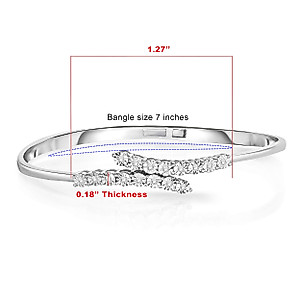 NATALIA DRAKE 1/4 Cttw Diamond Open Cuff Bangle Bracelet for Women in Rhodium Plated 925 Sterling Silver Large Size 8 Inches Color H-I/Clarity I2-I3