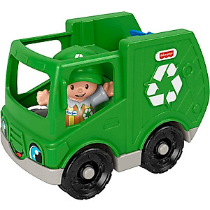 Fisher-Price Little People Recycle Truck, push-along vehicle with figure and play accessory for toddlers and preschool kids ages 1-5 years