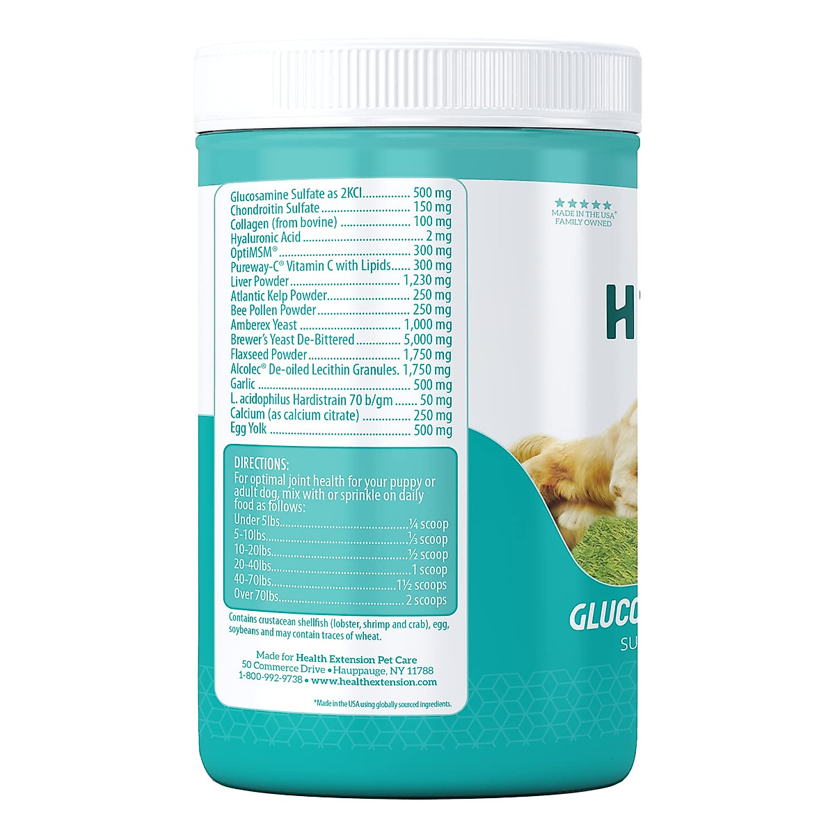 Health Extension Chondroitin with Glucosamine for Dogs, 16oz - Arthritis Pain Relief, Joint & Hip Supplement, Cheese Flavored Powder