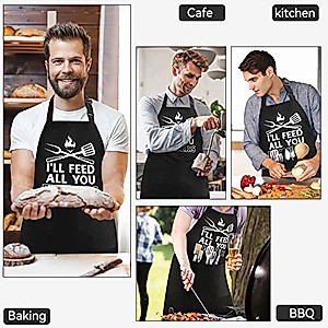 NLUS Funny Apron for Men, Funny Gifts for Dad Christmas Gift Grilling Cooking Chef Apron with 3 Pockets for Dad Husband