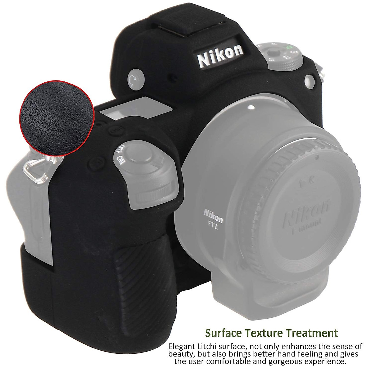 Easy Hood Camera Case Compatible with Nikon Z6 Z7 Z6 II Z7 II Digital Camera, Anti-Scratch Soft Silicone Rubber Housing Case Shell Protective Camera Cover Skin Protector (Black)