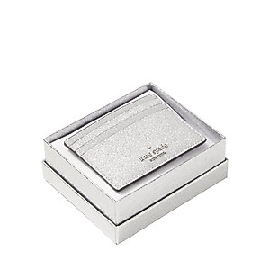 Kate Spade New York womens wallets Shimmy Glitter Boxed Small Cardholder (Lunar Light Silver)