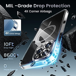 Dysnomia Magnetic Case for iPhone 13 Pro Max Case, Clear Upgraded [Camera Cover] [No.1 Anti Yellowing] [Powerful Magnets], Compatible with MagSafe, Protective Slim Thin Cover, 6.7 inch, Clear