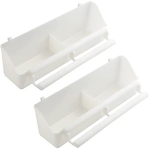 Lot of 2 Bird Cage Double Plastic Seed Water Feeder Cups