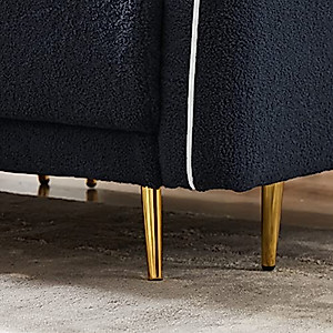 Pingliang Home Modular Sectional Sofa, 5 Seat U Shaped Sectional Couch with 2 Ottoman, Modern Comfy Sherpa Fabric Sofa Couches for Living Room, Blue