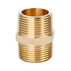 U.S. Solid Brass Pipe Fitting, Hex Nipple, 3/4" x 3/4" NPT Male Pipe Adapter