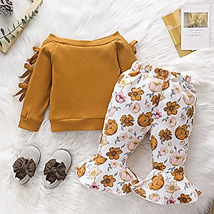 Little Girls Clothes Size 7-8 Toddler Boys Girls Long Sleeve Prints Pullover Tops Flowers Blanket (Brown, 12-18 Years)