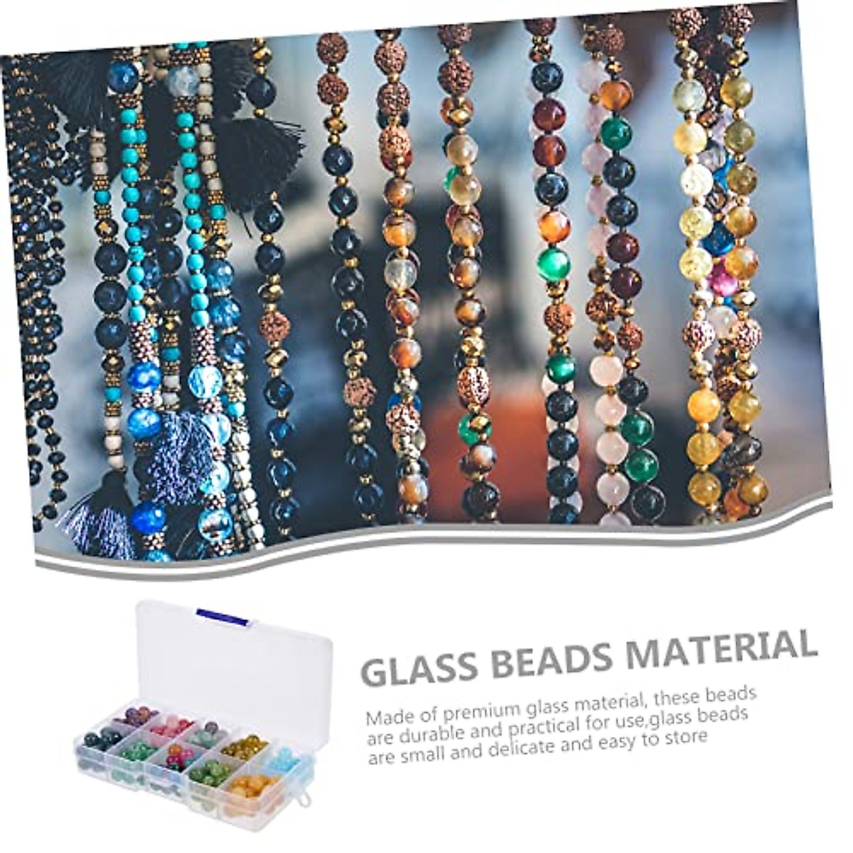 COHEALI DIY Handmade Beads Gemstone Bead Bracelet Jewelry Bracelets Glass Necklace Jewelry DIY Round Beads Glass Spacer Beads DIY Craft Loose Bead DIY Beads Kit Glass Beads Set 200pcs