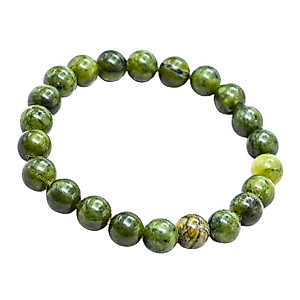 Jade Bracelet for Women Men's Gifts - Authentic Green Jade Protection Healing Crystal Bracelet - 8mm Gemstone Beaded Stretchable Bracelet Pulseras Para Hombres Mujer Stocking Stuffers