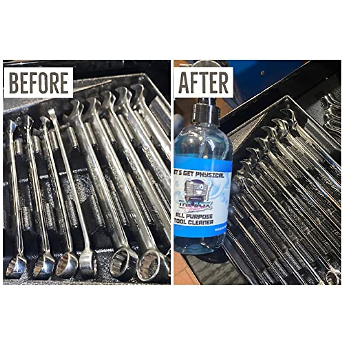 THE BOX CLEANERS Complete Tool Box and Tool Cleaning Kit | Waterless Wash & Wax | Microfiber Towels | Garage Essentials | All Purpose Tool Cleaner | Maintenance Bundle | Great Gift Idea