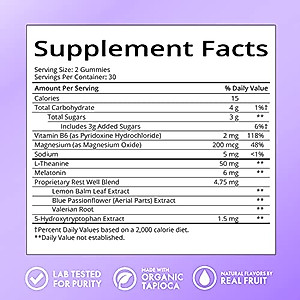 Sugarbear Sleep Aid Gummies for Adults with Melatonin 6mg, Magnesium, L-Theanine, 5 HTP, B6, Valerian Root, Lemon Balm - Vegan Chewable Sleep Supplement, Sleep Vitamins (1 Month Supply)