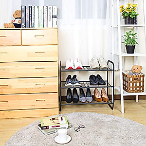 MAX Houser 3-Tier Metal Shoe Rack, Free Standing Shoe Storage Organizer, Wire Grid Shoe Tower for Closet Bedroom, Entryway, Gunmetal