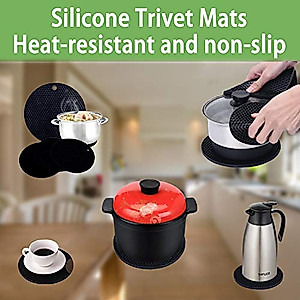 Spoon Rest For Kitchen Utensil Silicone Oven Mitts Heat Insulation Silicone Trivet Mats Hot Potholders set （6 Pcs）