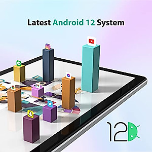 YUMKEM Android 12.0 Tablet, 10.1 inch Tablets Android, 8000mAh Battery 1TB Expand 64GB ROM 4GB RAM, GMS Certified, HD Touch Screen with Dual Camera WiFi Bluetooth for Kids Reading Office Work