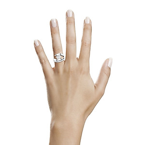 0.87 Carat Round Brilliant Shape VVS Clarity Excellent Cut Grade Moissanite Diamond 925 Sterling Silver Tension Set Floating Wedding Ring Set For Women (11)