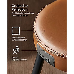 VASAGLE EKHO Collection - Bar Stools Set of 2, Bar Height Bar Stools, Kitchen Counter Stools, Mid-Century Modern Backless Counter Stools, 30-Inch Tall, Kitchen Island Home Bar, Caramel Brown