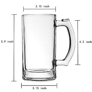 TUSAPAM Heavy Beer Mugs Set, 16oz Glass Mugs With Handle, Beer Glasses For Freezer, 500ml Beer Drinking Glasses, Traditional Stein For Bar, Alcohol, Beverages,Coffee, Teas, Set of 4