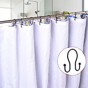 Double Shower Curtain Rings, Double Sided Shower Curtain Hooks Rust Proof for Shower Curtain, Durable Bathroom Shower Hangers Rings for Shower Rods Curtain Bathroom (Brushed Black)