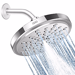 JDO Rain Shower Head High Pressure 7 Inch Rainfall Fixed Showerheads Adjustable Bathroom High Flow Showerhead Premium Chrome Shower Head Replacement Tool-free 1-Min Installation For Luxury Shower