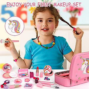 Flybay Kids Makeup Kit for Girl, Washable Makeup Set Girls Toys, Real Girls Makeup Kit for Kids, Children Toddler Princess Play Make Up Set Christmas Birthday Gifts for Girls Age 3-12 Year Old