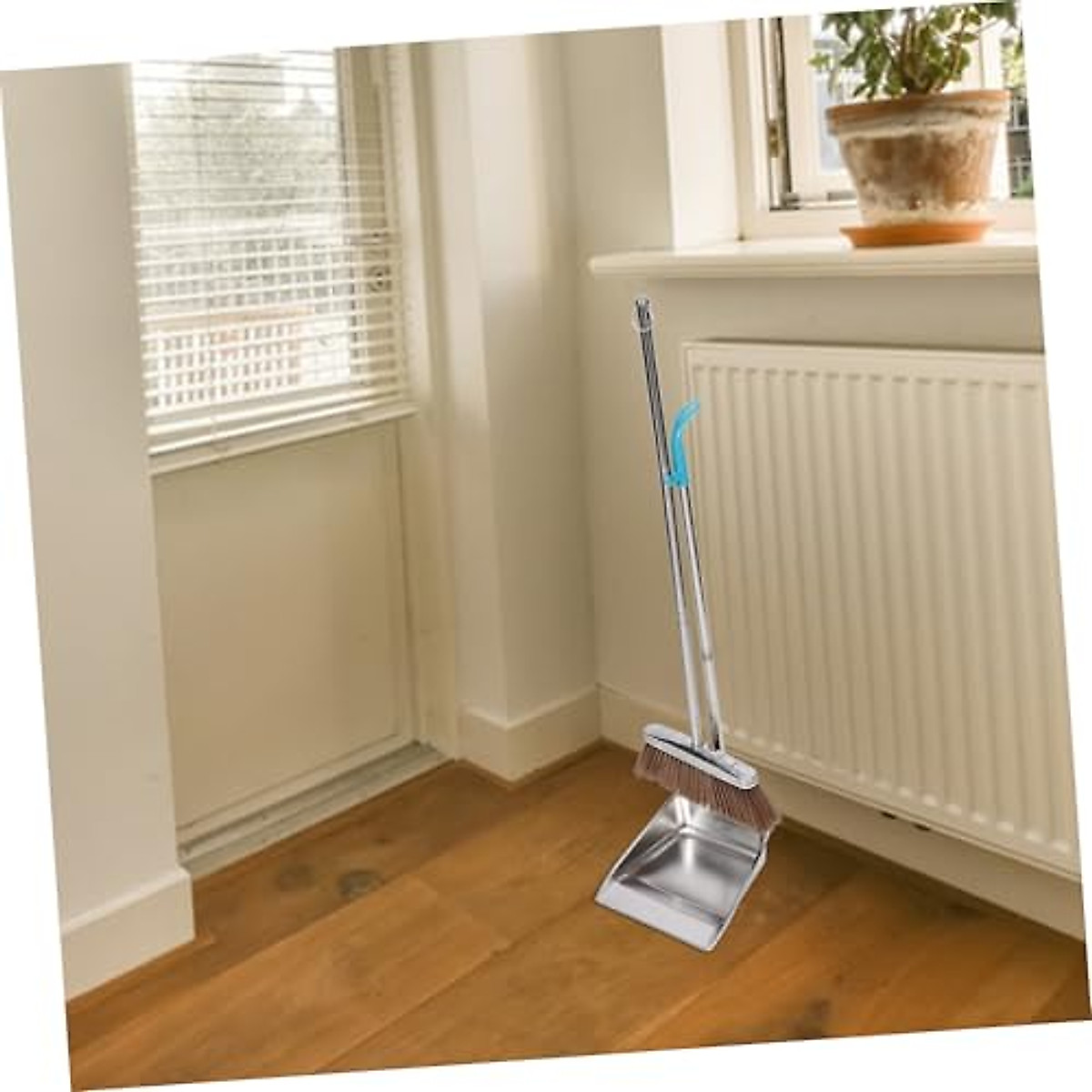 TOKIDNY 1 Set Stainless Steel Trash Shovel Trash Cleaning Wide Angle Broom Kitchen Dustpan Garbage Shovel Litter Shovel Stand up Modern Broom and Dustpan Sweeping Brush Floor Broom Silver