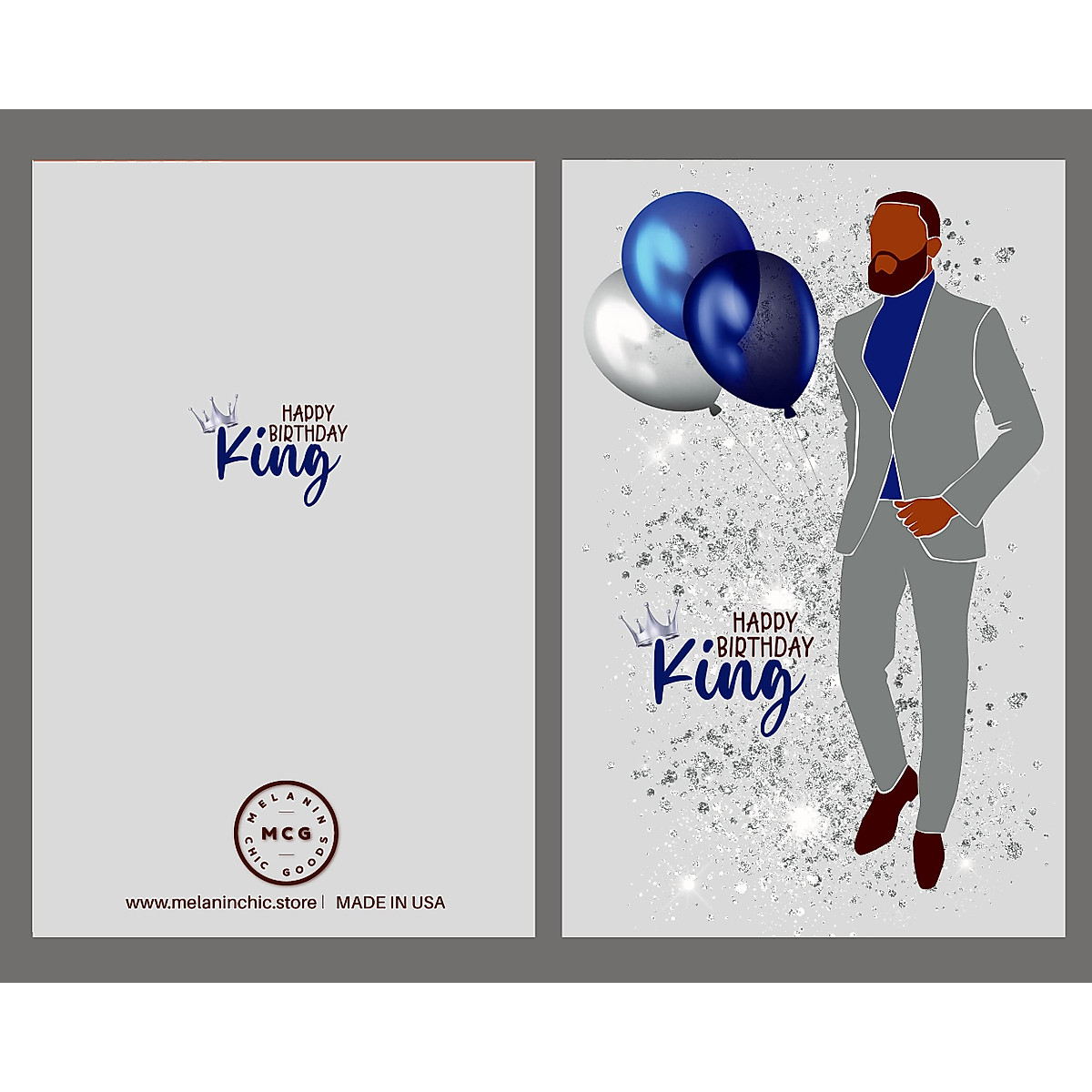 6 Pack African American Birthday Greeting Cards, Masculine Birthday Card, Black Men King Happy Birthday card for Husband