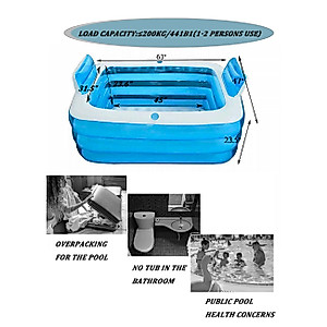 Double Inflatable Bathtub with Electric Air Pump and Bath Pillow Headrest, Portable Blow Up Bath Tub for Adults, Outdoor & Indoor Freestanding Foldable Spa Tub with Drainage Cup Holder