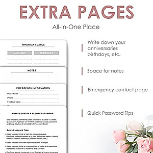 JXSELECT Elegant Address Book with Alphabetical Tabs, Hardcover Address Log Book & Password Keeper, with Contacts, Phone Numbers, Birthdays, Anniversaries and Notes Section (5.2x7.7") (Rose Gold)