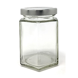 6 oz Hexagon Glass Jar with Silver Metal Lid 12-Pack by Packaging For You