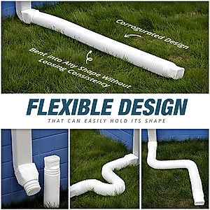 Gutter Downspout Extensions 2 pack, water gutter, Gutter Extension Flexible with Unit Bit Downspout Extension White Downspout Extender Downspout Diverter Downspout Drain Extension